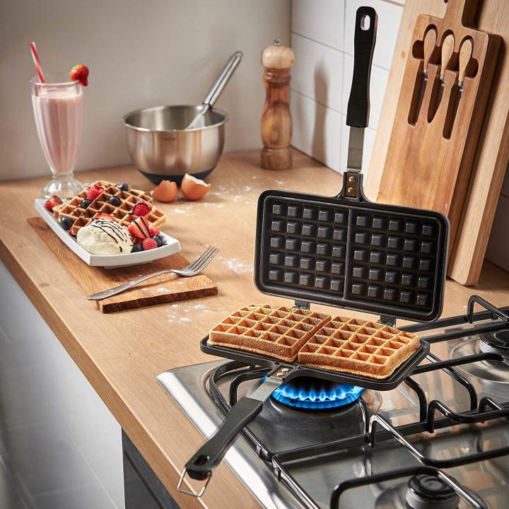 Double mold square waffle mold non-stick aluminum waffle baking tray ...