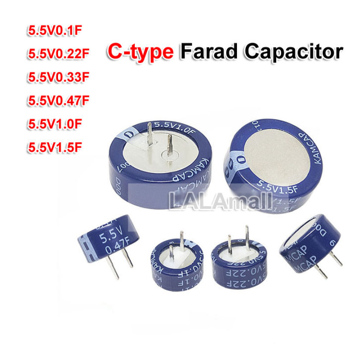 2ชิ้น/ล็อต C-Type Farad Capacitor 5.5V 0.1F 0.22F 0.33F 0.47F 1.0F 1.5F 5.5V0.1F 5.5V0.22F 5.5V0 ...