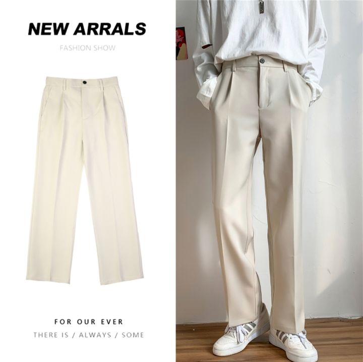 Wide Leg Pants for Men Korean Slacks Cotton3 Colors Size M to 3XL ...