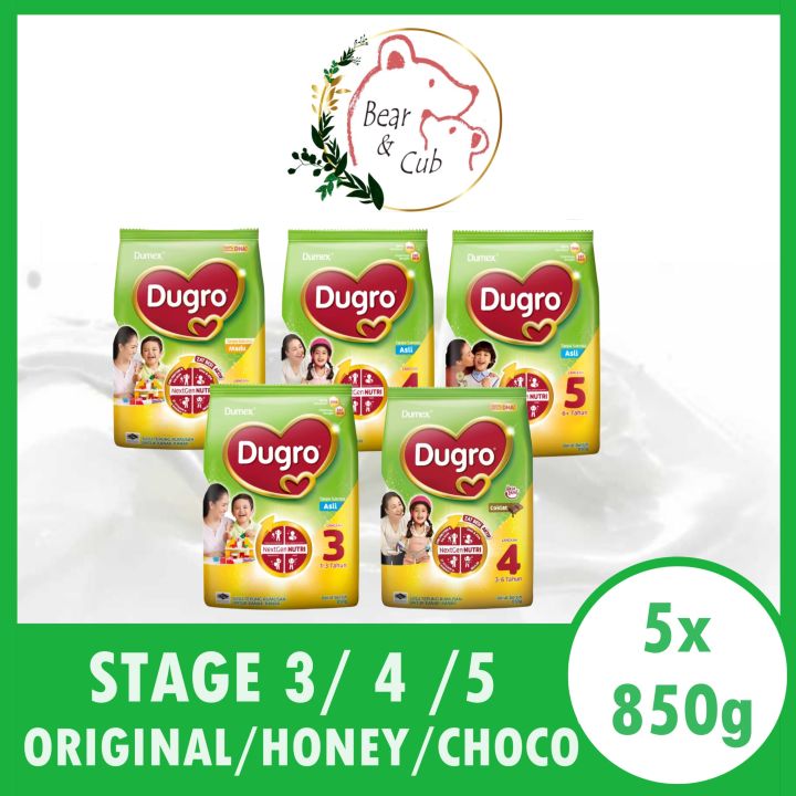 [BUNDLE 5] 850g Dumex Dugro Stage 3/4/5 - Original/Honey/Chocoalte ...