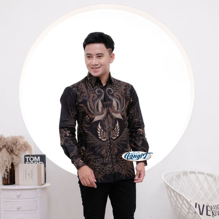KEMEJA BATIK PRIA HITAM MATTE BLACK DOFF / ATASAN BATIK PRIA SERAGAM ...