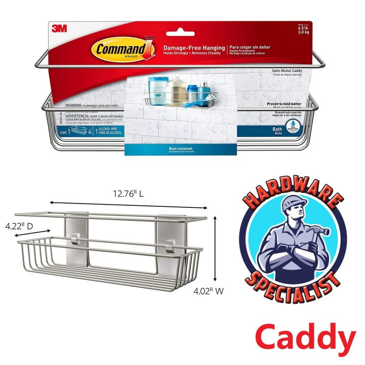 3M Command Satin Nickel Bathroom Organization | Caddy | Hair Dryer ...