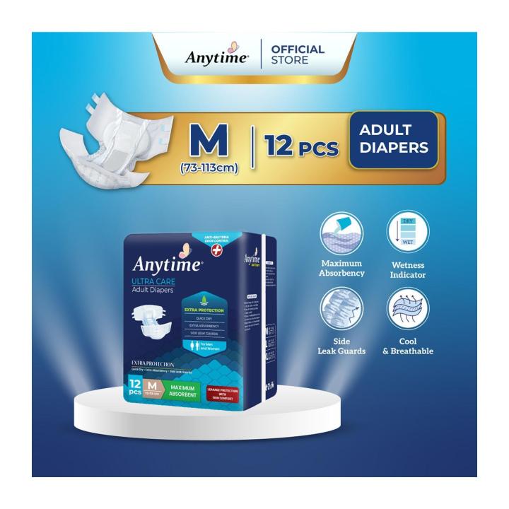 Anytime Adult Diaper Size M - 12PCS (Adhesive Anti-bacterial & Odor ...