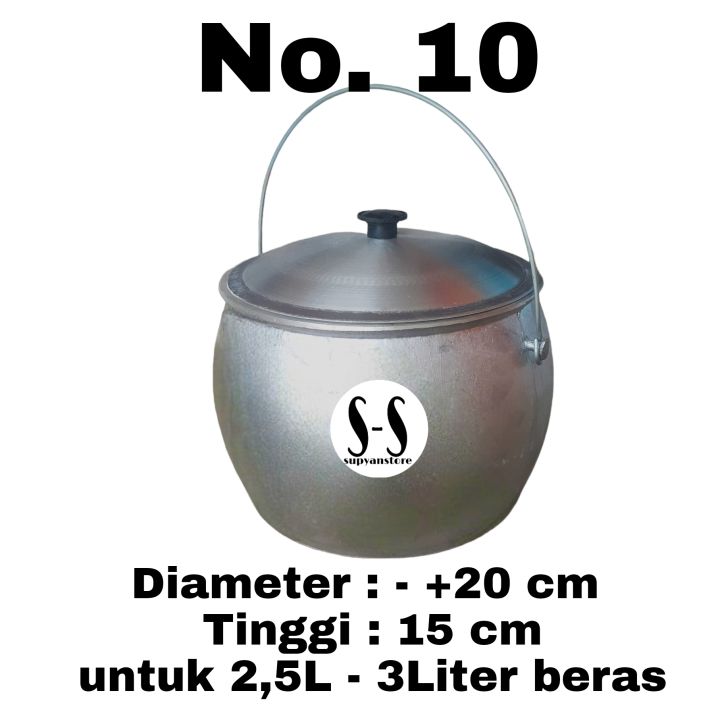 Castrol Panci Penanak Nasi Liwet Alumunium besi cor kastrol 20 cm No 10 ...