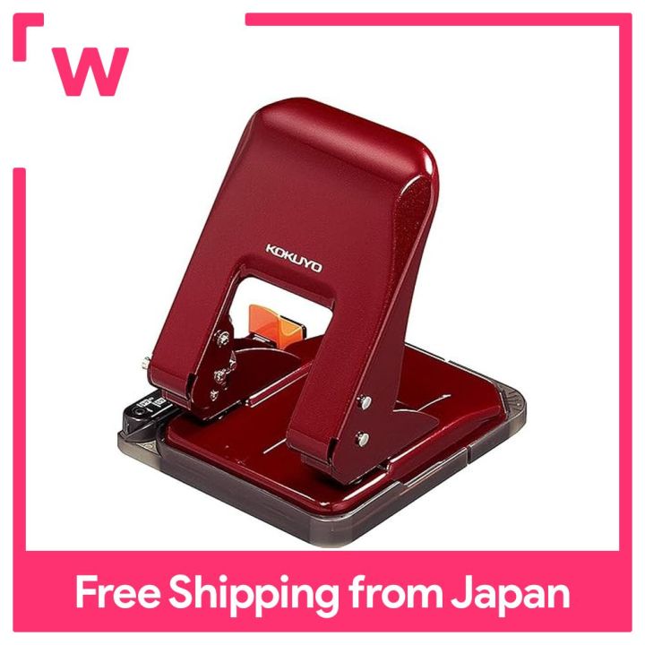 KOKUYO Hole Punch 2-hole Rakuake with paper size guide, 37 sheets, red PN-G37R | Lazada PH