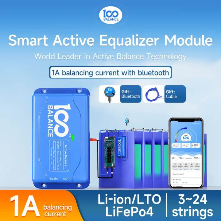 Smart BMS Active Balancer Lifepo4 Batt Equalizer 1A Li-ion BMS Batt balancer 3S 4S 12V 7S 8S 24V ...