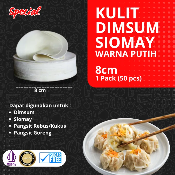 kulit pangsit/dimsum/gyoza 8 cm Isi 50 lembar/pack POLOS BULAT | Lazada ...