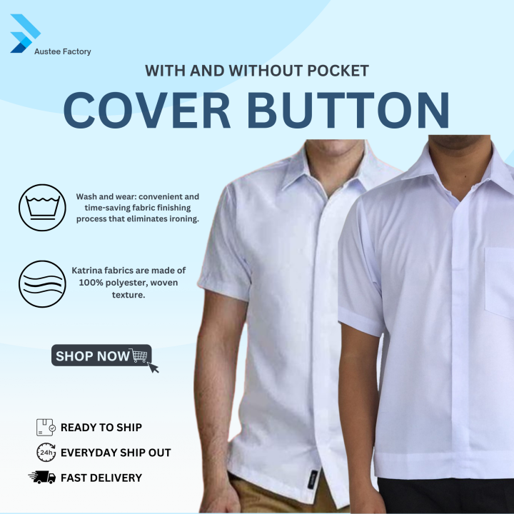 Austee Polo Barong Cover Button Uniform CB Pocket for Junior High ...