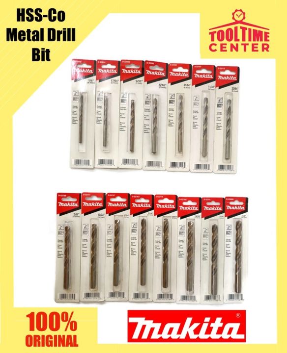 Makita HSS-Co Metal Drill Bit Size: (1/4", 17/64, 9/32, 5/16, 21/64, 11 ...