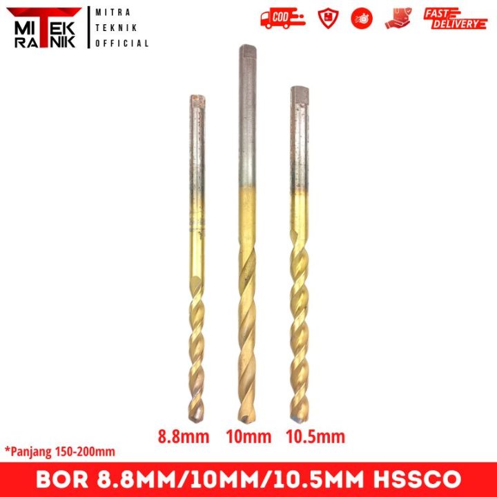 Mata Bor 8.8mm 10mm 10.5mm Panjang 150-200mm Bor Besi Bor Stainless ...