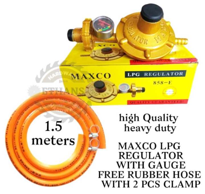 Maxco LPG Regulator With Pressure Gauge 858B with Free 1.5m Hose High ...