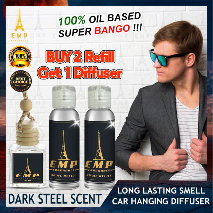 EMP DARK STEEL SCENT 1 HANGING DIFFUSER 10 ML 2 REFILL BOTTLE 30 ML 100 ...