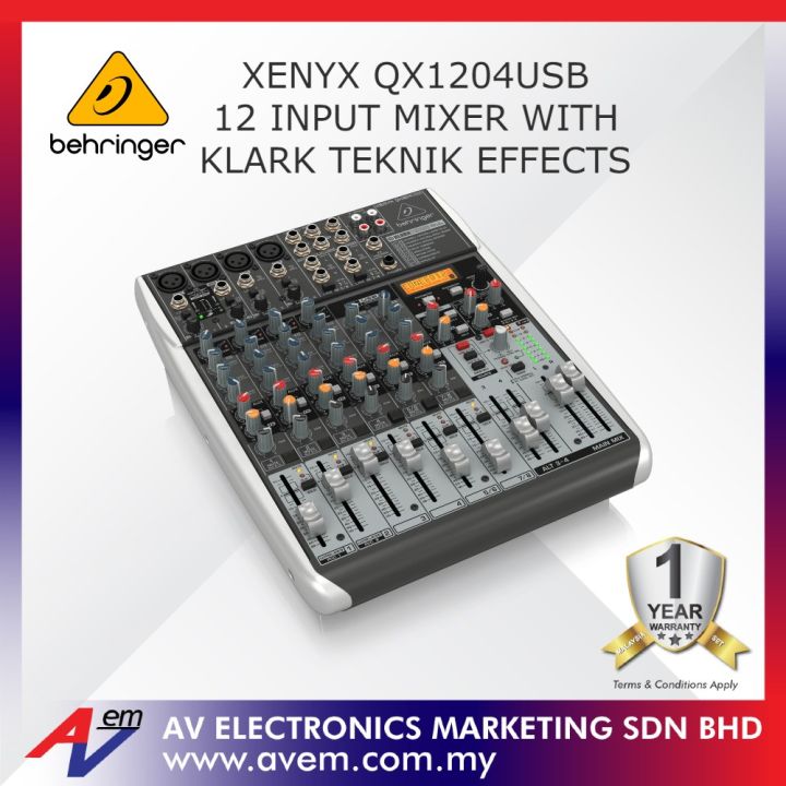 BEHRINGER XENYX QX1204USB Premium 12-Input 2/2-Bus Mixer with XENYX Mic ...