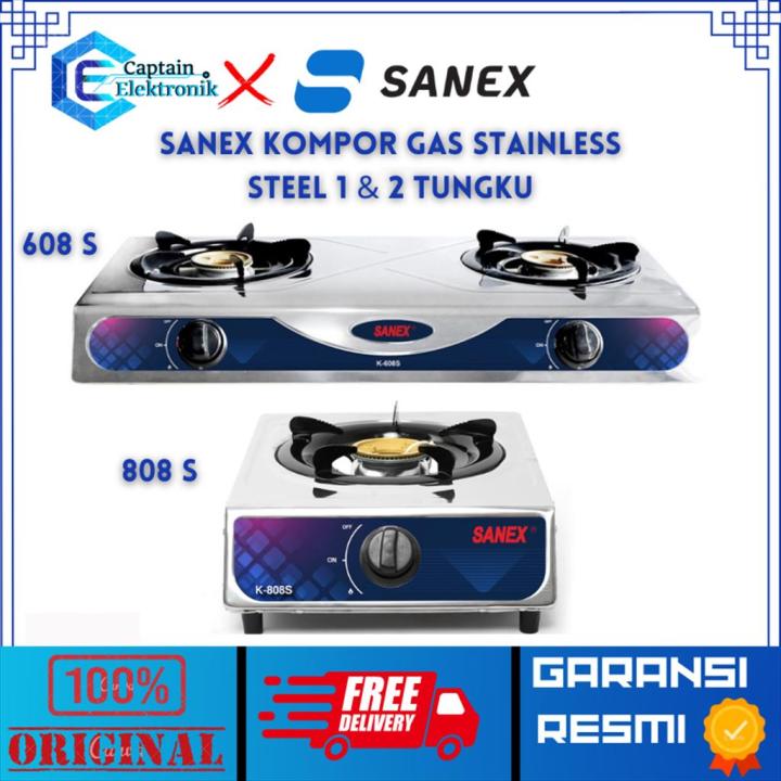 Sanex Kompor Gas Stainless steel 1 & 2 tungku K808S K608S Original | Lazada Indonesia