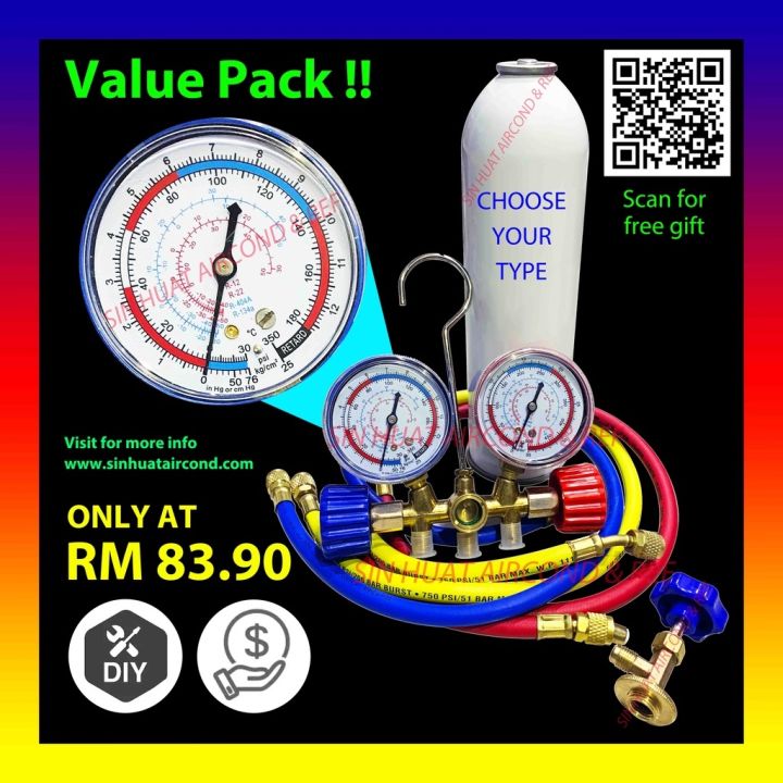 Manifold Gauge R32 R410 R410a R22 R600a R134 R134a Gas Meter Gas Gauge ...