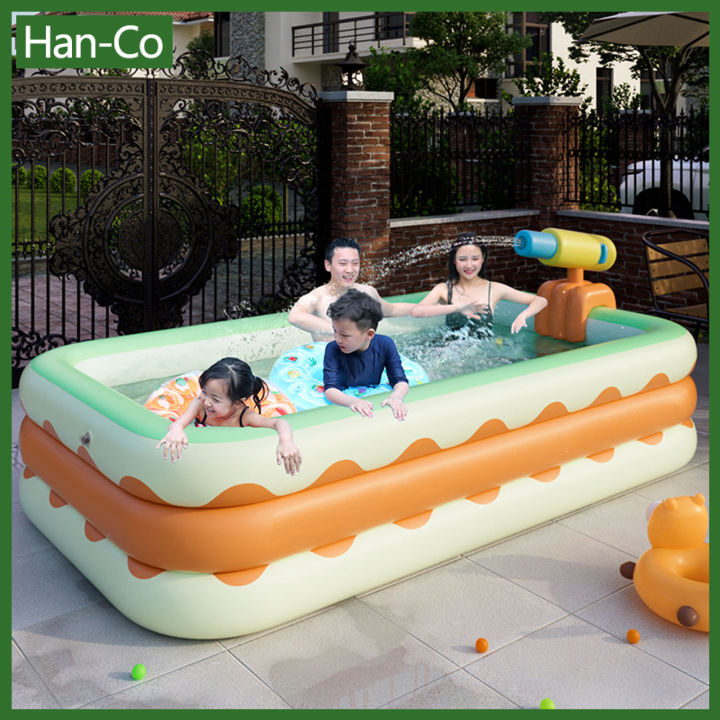 [Han-Co] Inflatable Swimming Pool 3 Layers Foldable PVC Blowing ...