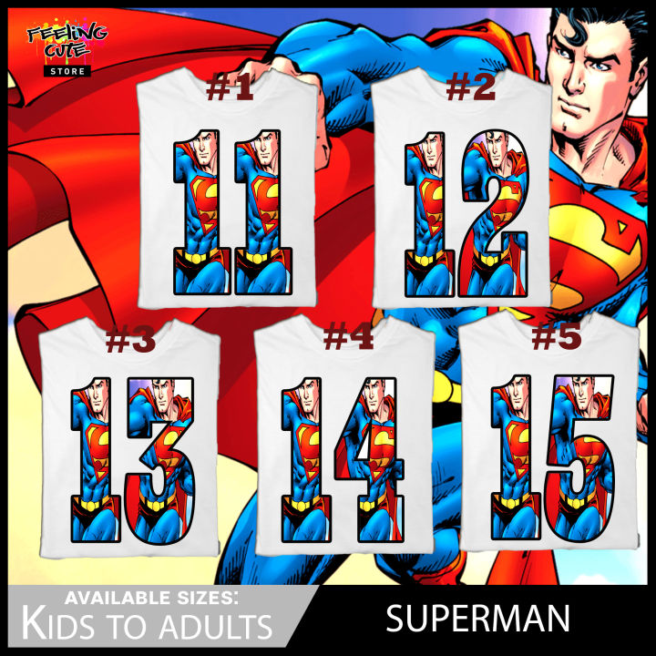 Superman Number 11 12 13 14 15 16 17 18 19 20 Trendy Graphic Tees ...