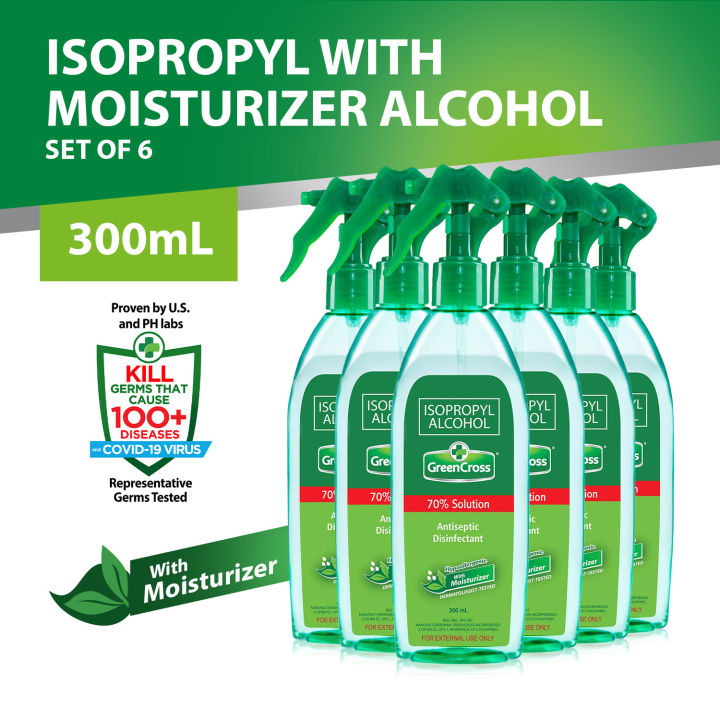 Green Cross Isopropyl Alcohol with Moisturizer 70% Solution (300 mL) x6 ...