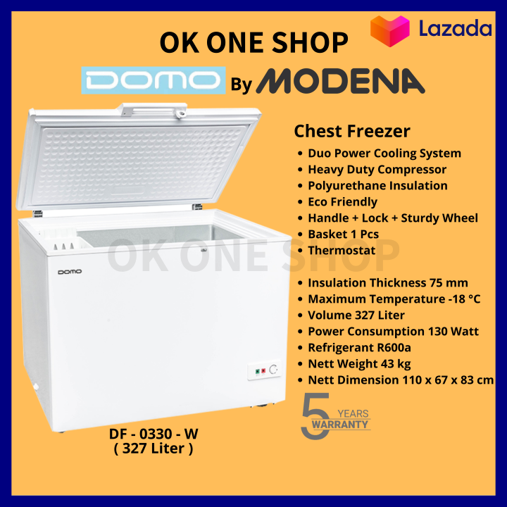DOMO by MODENA Chest Freezer DF 0330 W (330L) | Freezer Box DF 0330W | Lazada Indonesia