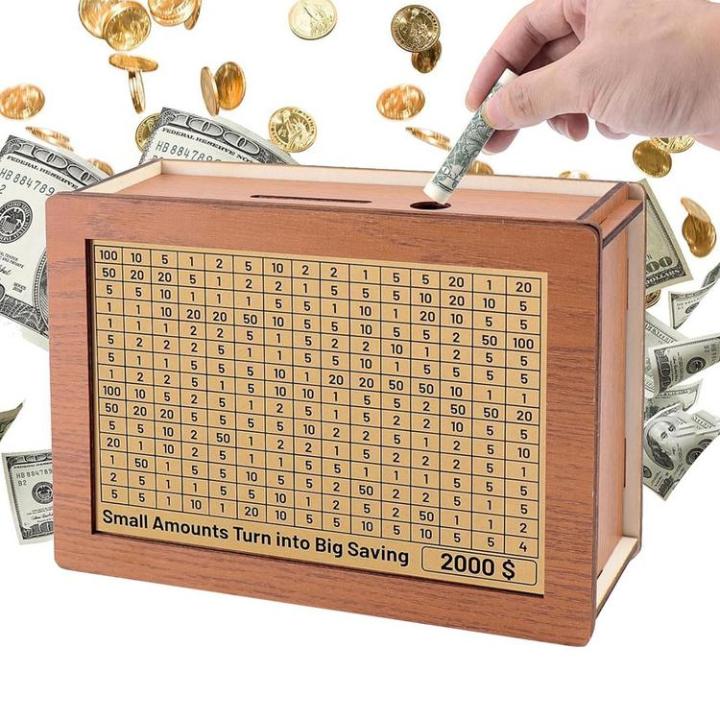 Wooden Money Saving Box Adult Money Bank With Counter Money Box For Cash Adult Money Bank Money Safe For Cash Saving Wooden Counts Bills Coin active Lazada PH