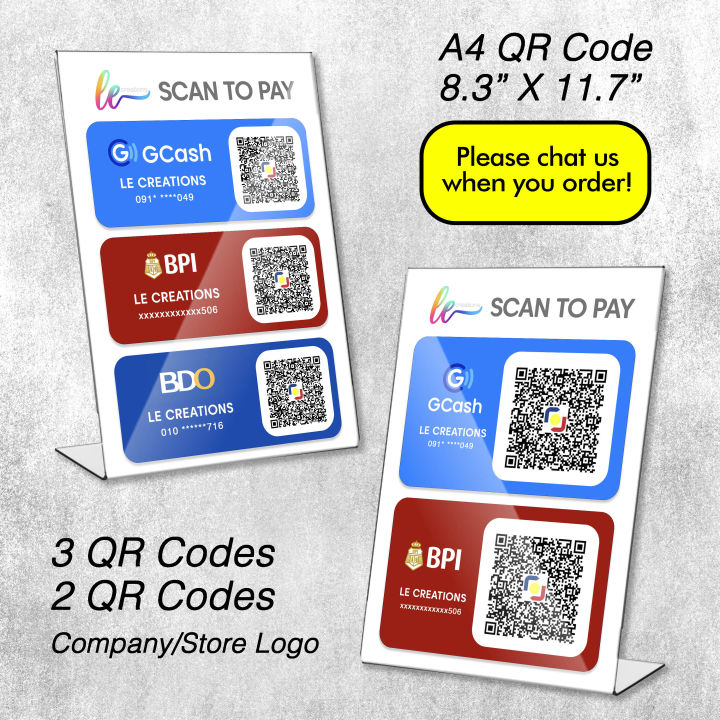 A4 QR Code Standee Acrylic Waterproof Elegant 8.3in X 11.7in GCASH Maya ...