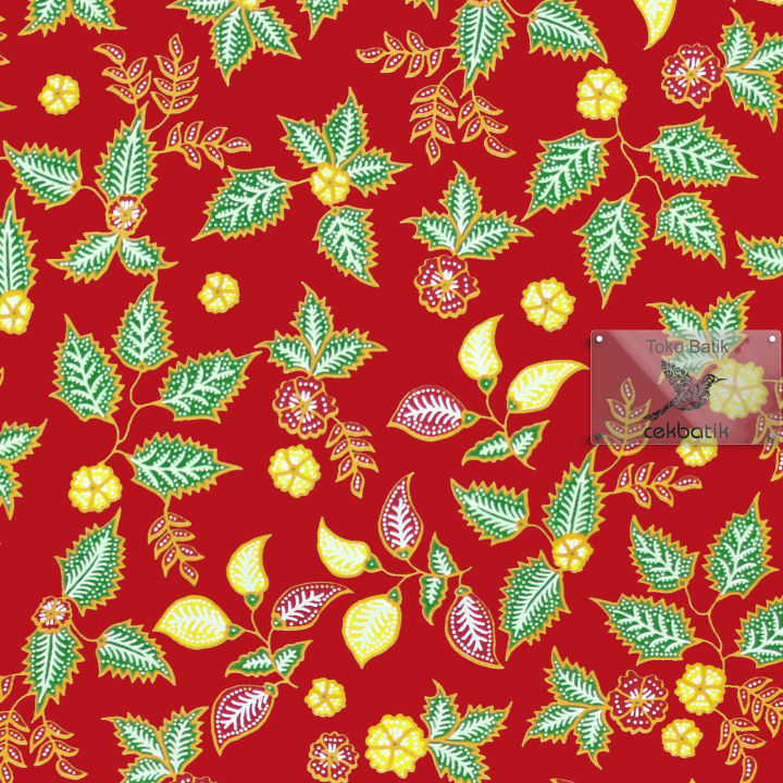 Batik Tradisional Motif Cerah Bunga Merah Kuning Manis Dengan Daun Hijau Red Lazada Indonesia