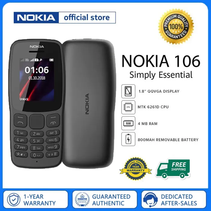 Original Nokia 106 Dual sim 1.8inch Cell phone keypad phone 800mAh ...