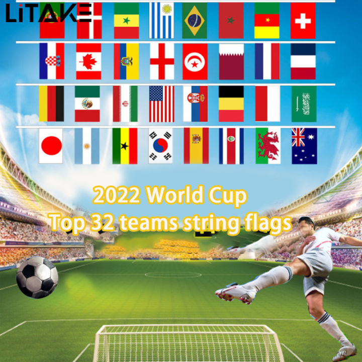 2022 Qatar World Cup String Flag Bunting 32 Countries Hanging Flags For ...