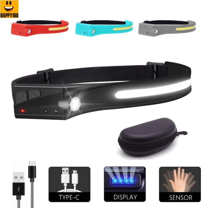 Running light outdoor rechargeable induction multi-function headlight built-in lithium battery ...