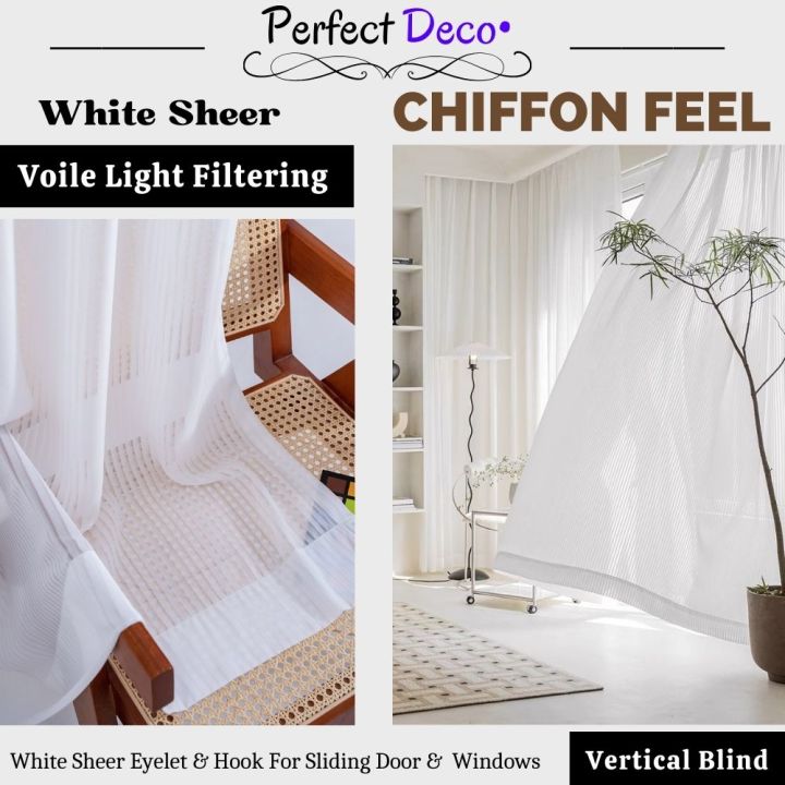 【Perfect Deco】Chiffon White Sheer , Voile Light Filtering Curtain ...