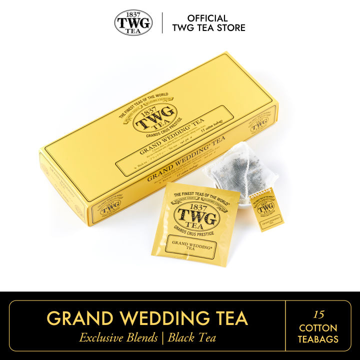 TWG Tea | Grand Wedding Tea, Black Tea Blend in 15 Hand Sewn Cotton Tea bags in a Giftbox, 37.5g ...