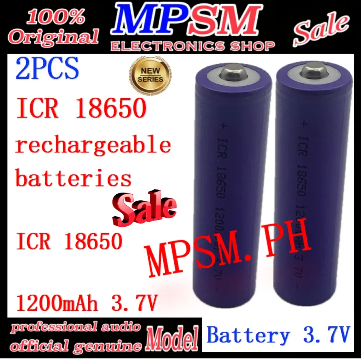 The 2PCS ICR 18650 rechargeable batteries for microphone and flashlight ...