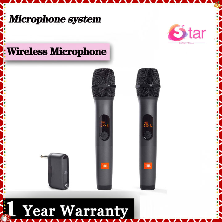 JBL Professional Karaoke Microphone Portable Bluetooth Wireless Microphone System with Dual ...