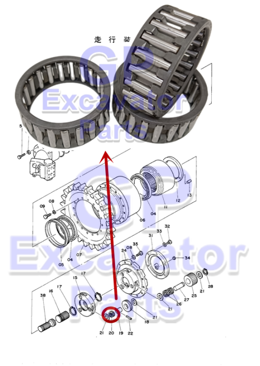 (3 PCS X 1 SET) UH063 / UH045-7 HYDRAULIC EXCAVATOR TRACK DEVICE / GEAR ...