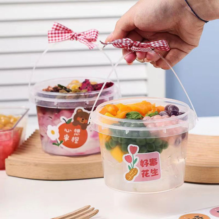 0.5L & 1L PLASTIC TUB Clear Storage Bucket Cookies, Brownies, Pastries ...