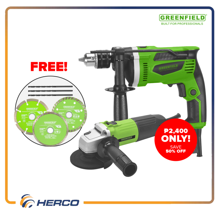 Online Exclusive Greenfield Impact Drill 600W + Angle Grinder 540W ...
