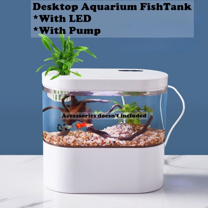 Mini Desktop Aquarium Fish Tank With LED And Pump One-click Water ...