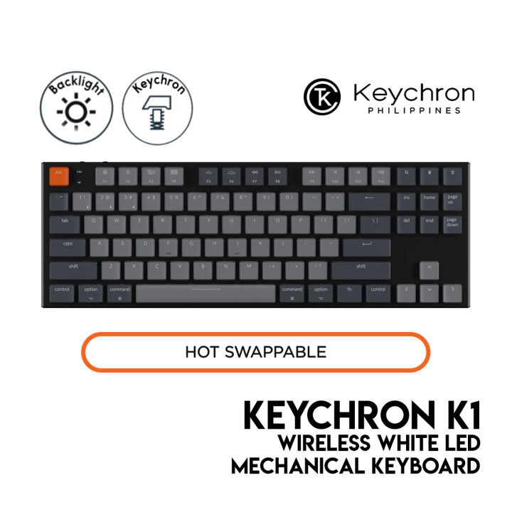 Keychron K1 Wireless Mechanical Keyboard, TKL, Wired/Bluetooth, White ...