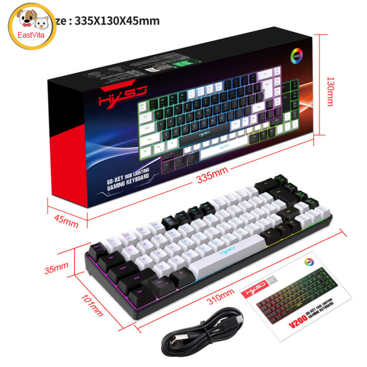 Gaming Keyboard RGB Backlit 68-key Mechanical Gaming Keyboard Wired ...