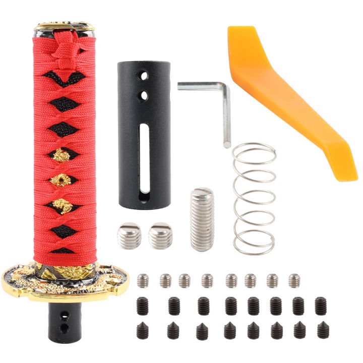 15CM Samurai Automatic Leather Shift Knob Universal For Lock/Button ...