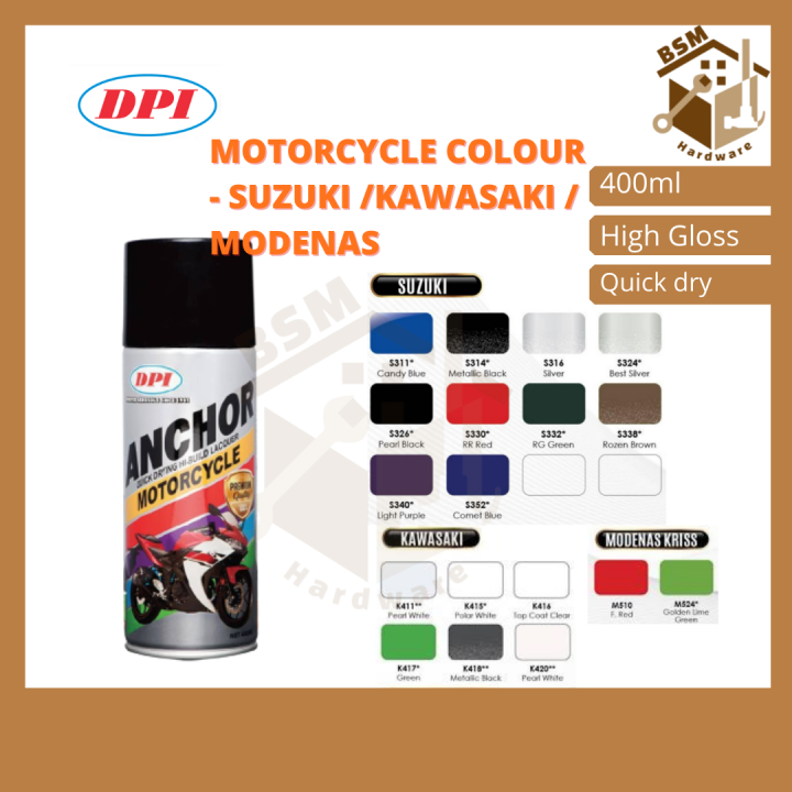 DPI ANCHOR Aerosol Spray Paint Motorcycle colours Suzuki Kawasaki ...