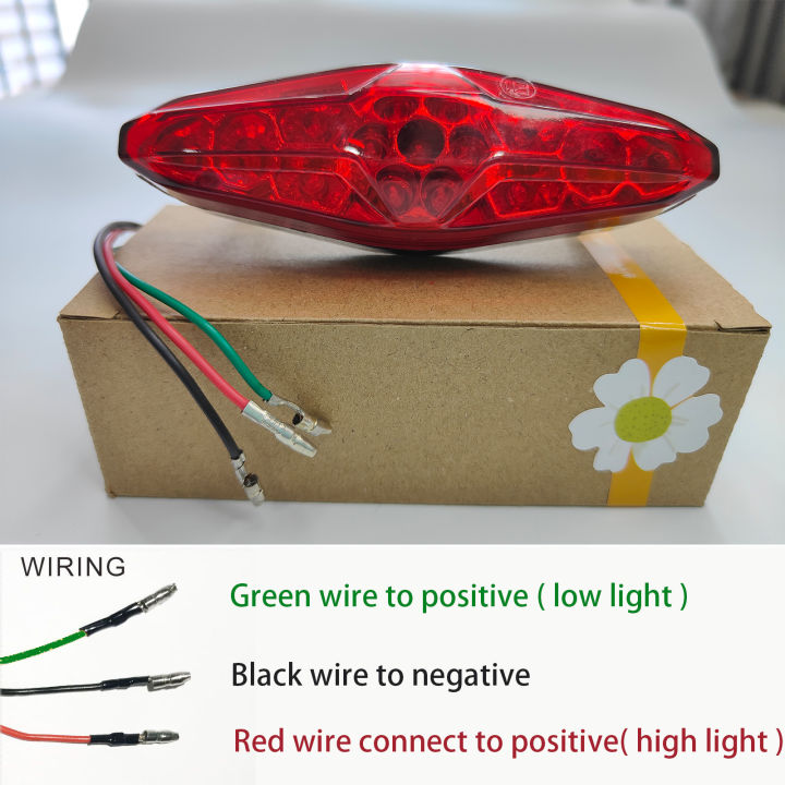 Motorcycle Rear Tail Light 12V 15 LEDs Brake Stop Running Lights For ...