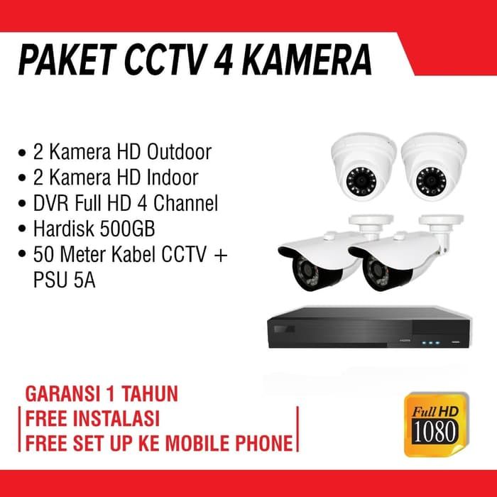 Paket Pasang CCTV 4 Kamera / DVR Full HD 4 Channel Termasuk Pemasangan ...