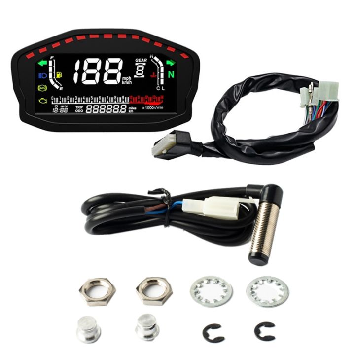Universal Motorcycle VA LCD Speedometer Digital Meter Odometer 2/4 ...