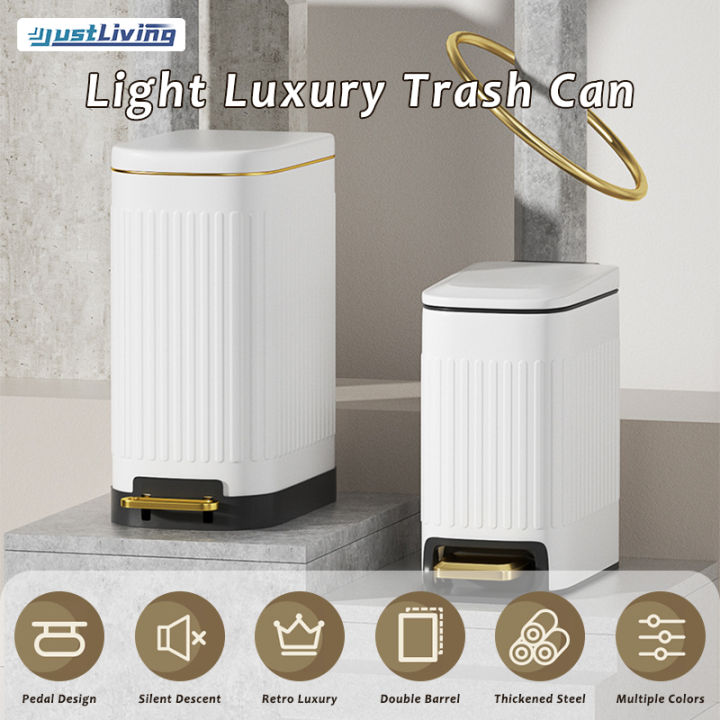 JustLiving 6/10/15L Stainless Steel Corner Stripe En Edge Waste Cans ...