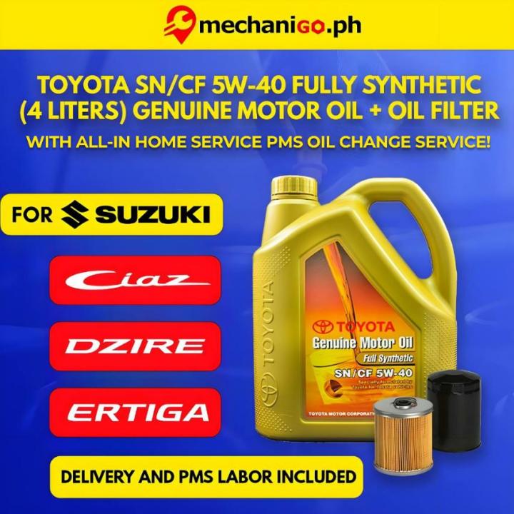 TOYOTA SN/CF 5W-40 Fully Synthetic (4 Liters) Genuine Motor oil + Oil ...