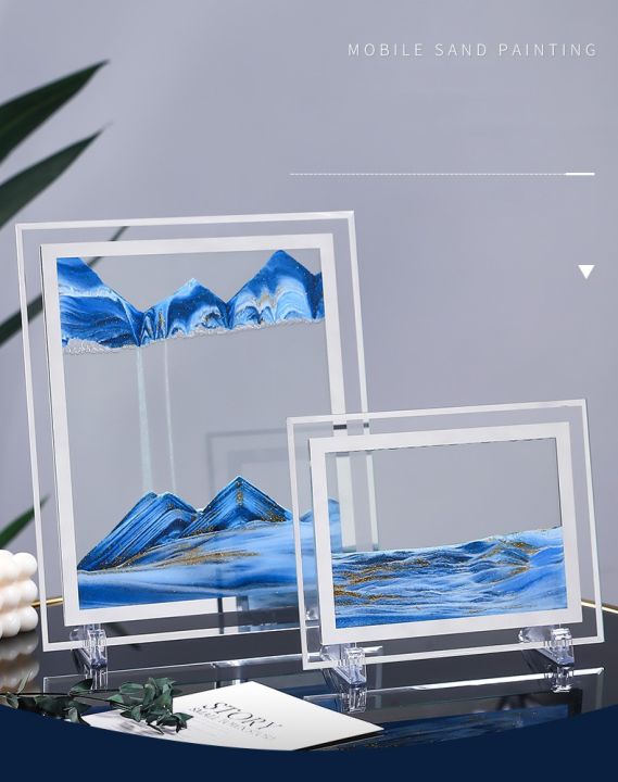 7/12inch Moving Sand Art Picture Round Glass 3D Deep Sea Sandscape In ...