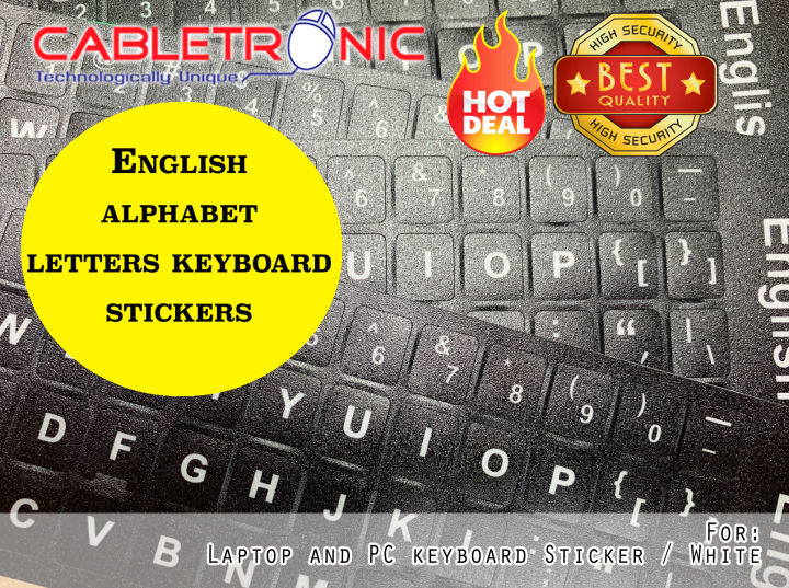 English alphabet letters keyboard stickers Black Matt / Font Sticker ...
