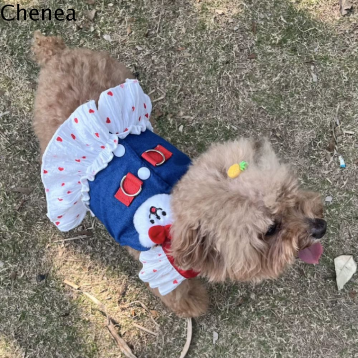 CHENEA น่ารักน่ารักๆ ชุดสายจูงสุนัข พร้อมสายจูง พิมพ์ลายหัวใจ ชุดเดรส ...