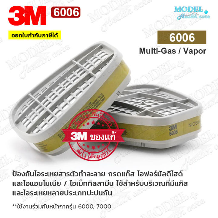 3M 6006 ตลับกรอง(1 คู่) ของแท้ ตลับกรองป้องกันไอระเหยสารเคมี ไอฟอร์มัลดีไฮด์ และไอแอมโมเนีย ...